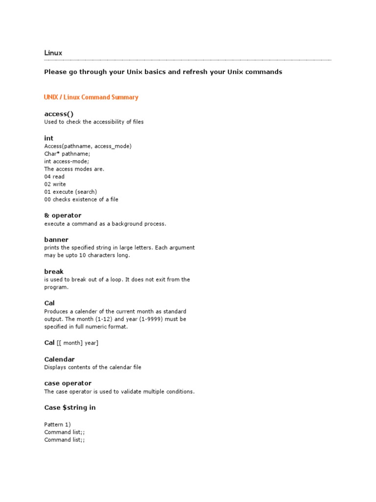 Linux: Please Go Through Your Unix Basics and Refresh Your Unix Commands | PDF | Computer File ...