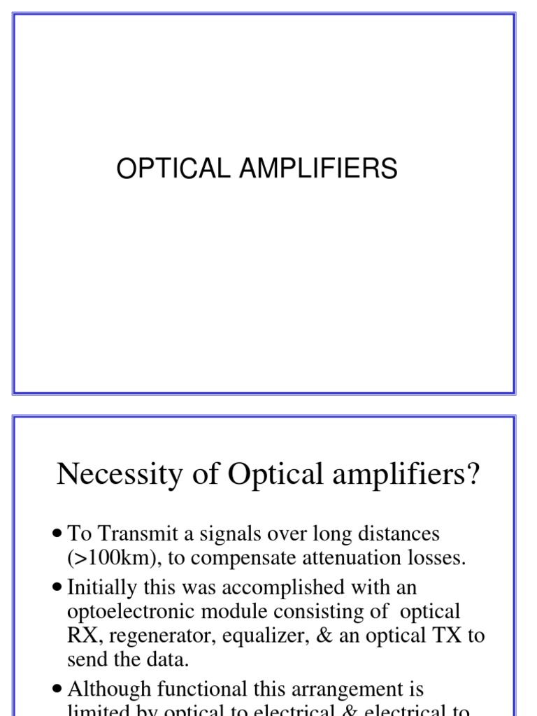 Optical Amplifiers Overview and Applications | PDF | Wavelength ...