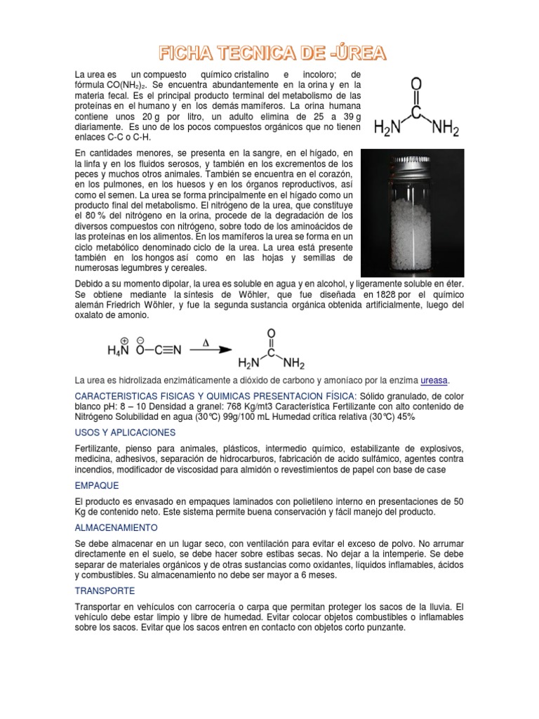 Ficha Tecnica de Urea | PDF | Urea | Compuestos químicos