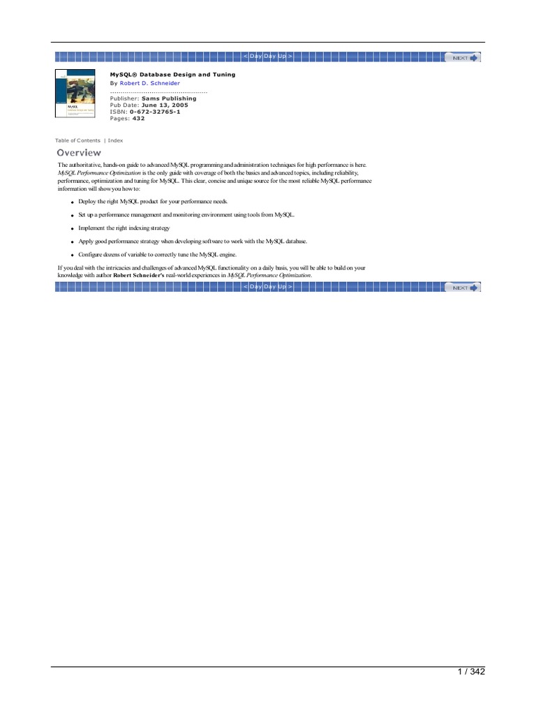 MySQL Press Mysql Database Design and Tuning Jun 2005 Ebook | PDF ...
