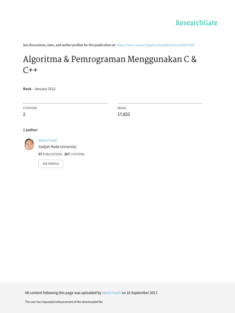 Algoritma & Pemrograman Menggunakan C & C++: January 2012 | PDF