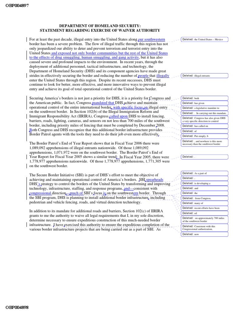 DHS Waiver Authority for Border Security | PDF | United States ...