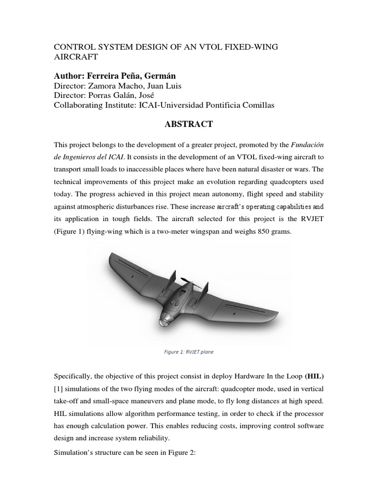 Control System Design of An Vtol Fixed-Wing Aircraft | PDF | Simulation ...