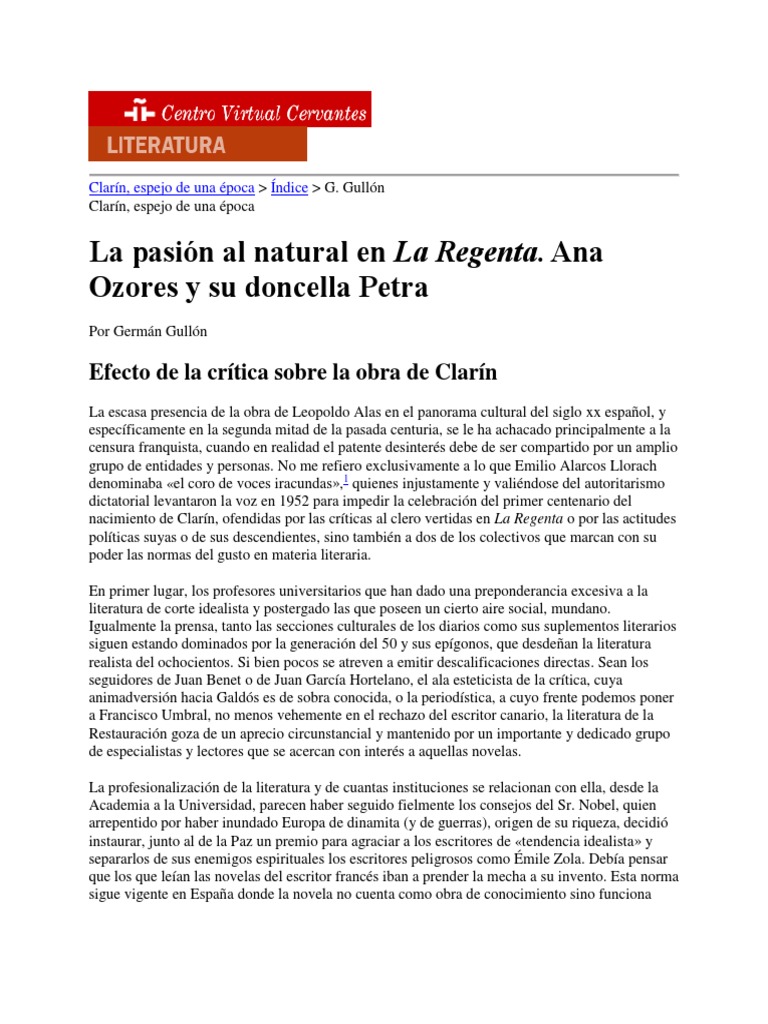 La Regenta Analisis | PDF | Novelas | Penitencia