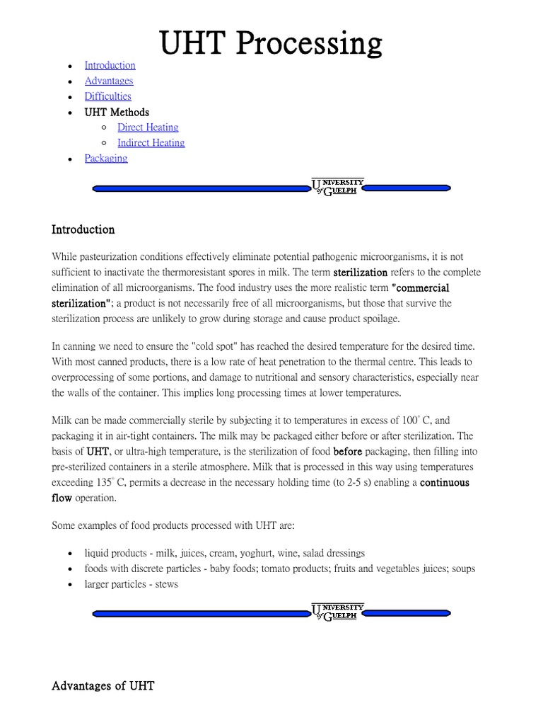 8 UHT Processing | PDF | Heat Exchanger | Sterilization (Microbiology)