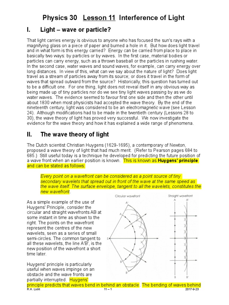 Interference of Light Explained | PDF | Diffraction | Interference ...