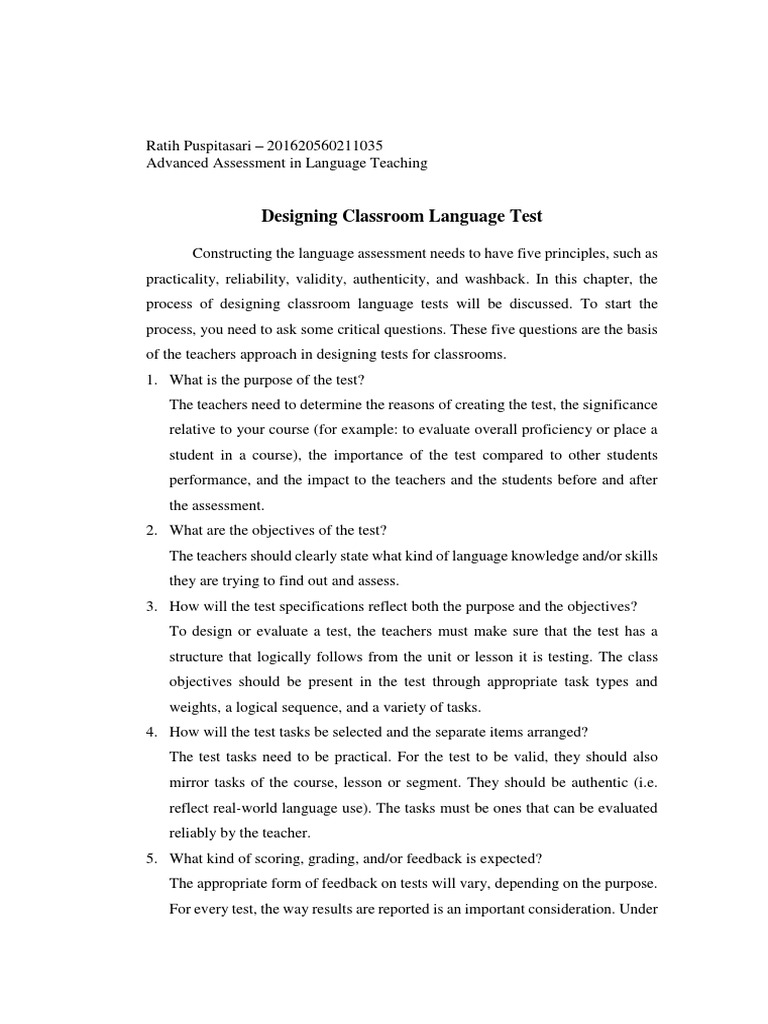 Designing Classroom Language Test | PDF | Multiple Choice | Test ...