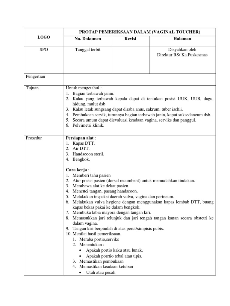 Sop VT Atau Periksa Dalam | PDF