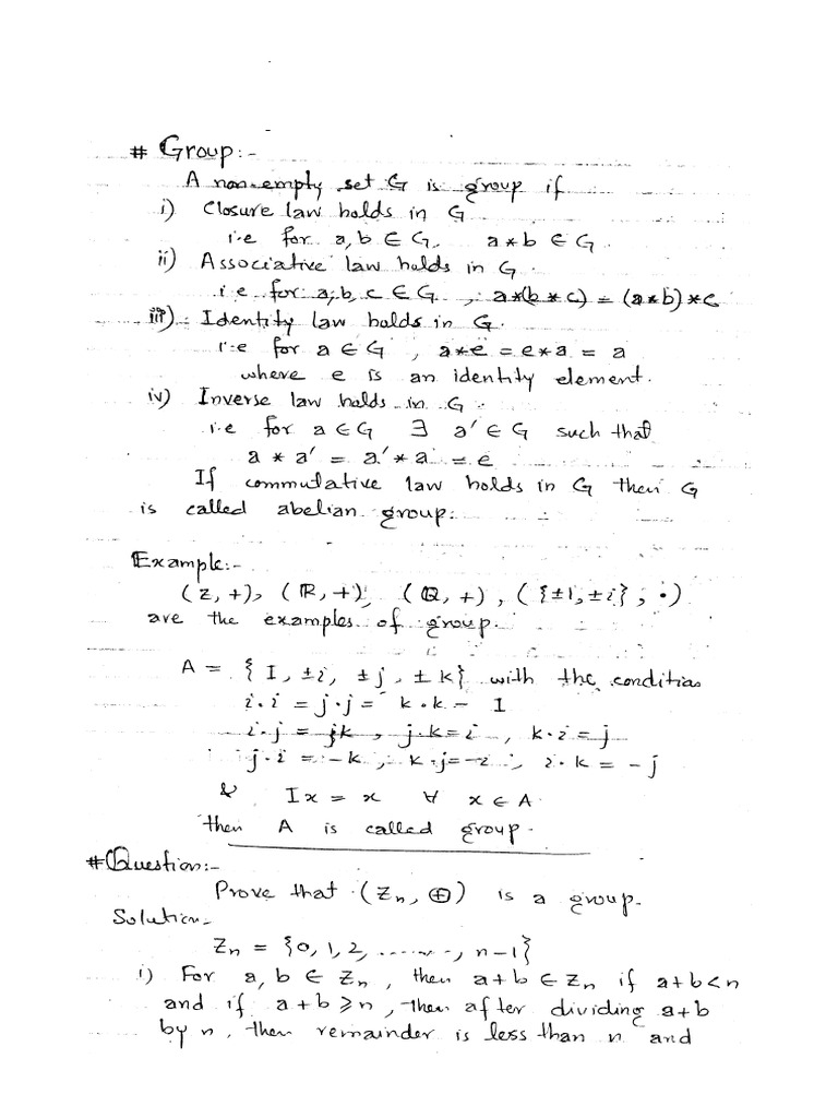 Group Theory (Notes) | PDF