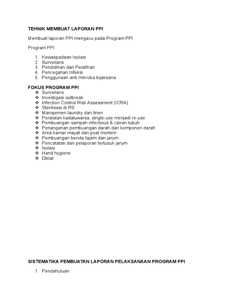 Contoh Penyusunan Laporan Ppi | PDF