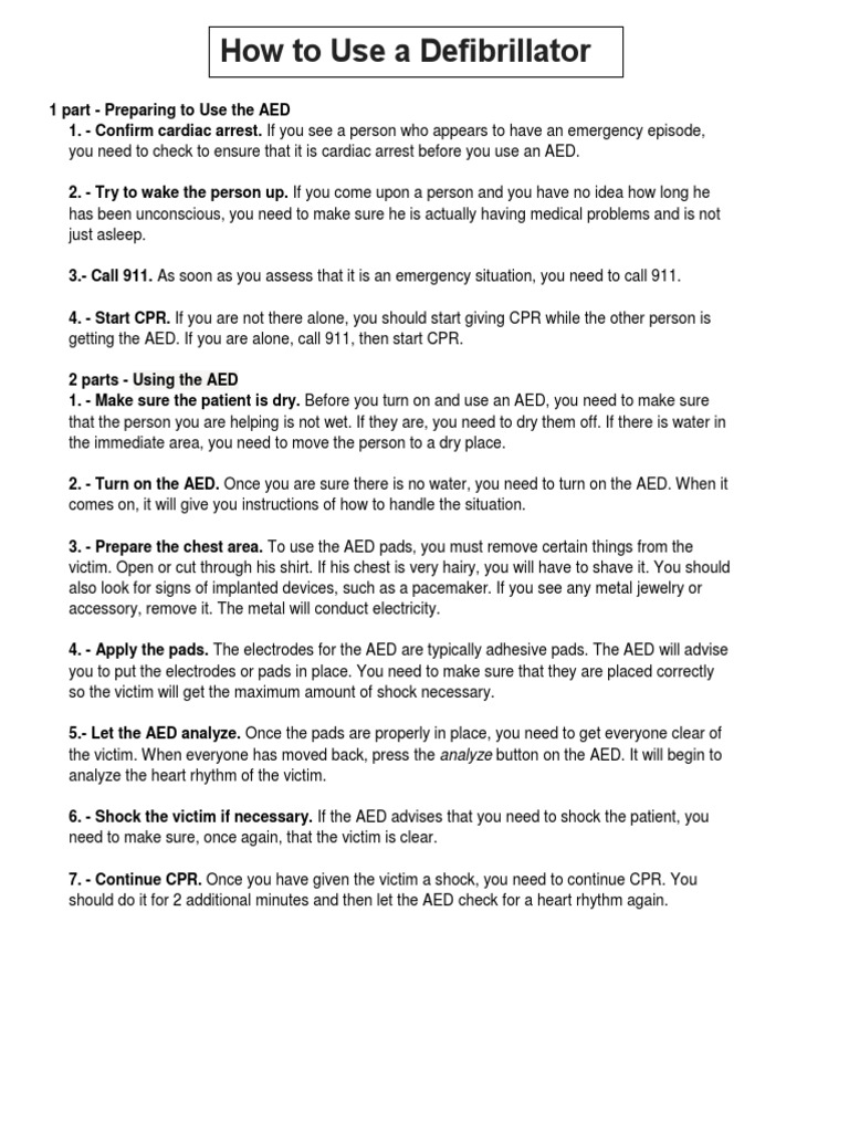 How To Use A Defibrillator | PDF | Medical Equipment | Health Care