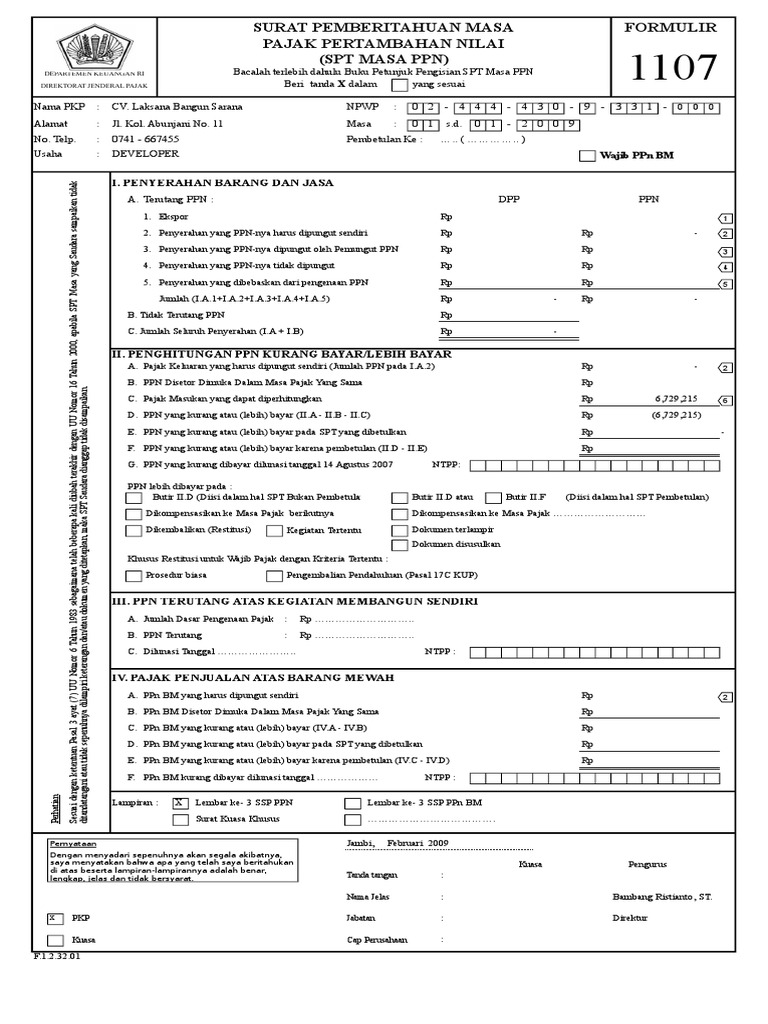 Form SPT Masa PPN 1107 LBS | PDF