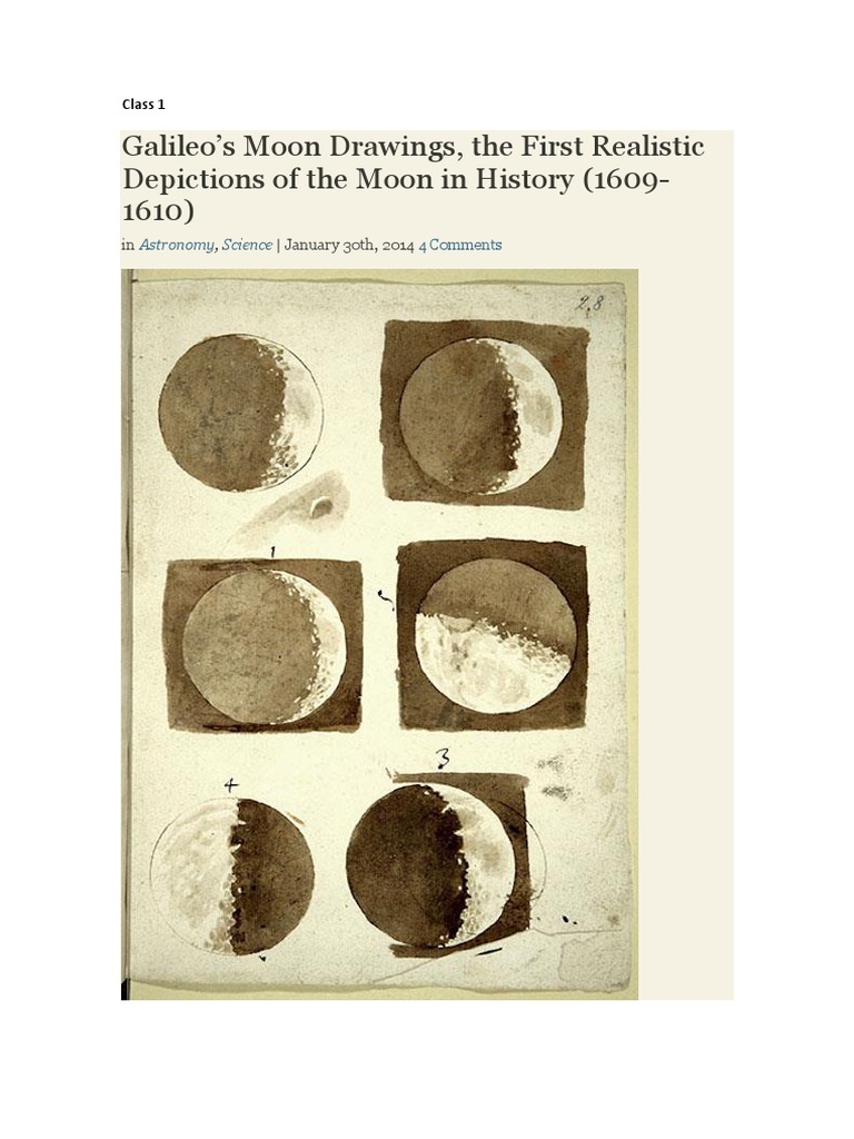 Galileo's Moon Drawings, The First Realistic Depictions of The Moon in ...
