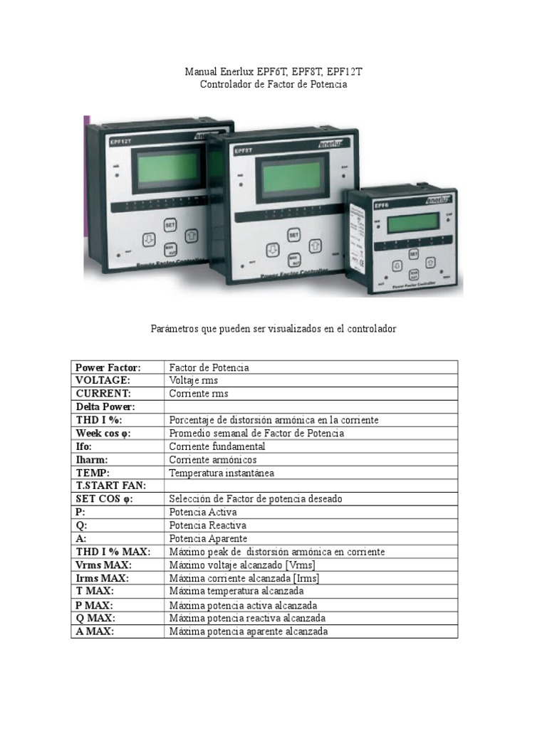 Manual Enerlux EPF6, 8, 12 | PDF | Energia electrica | Electromagnetismo