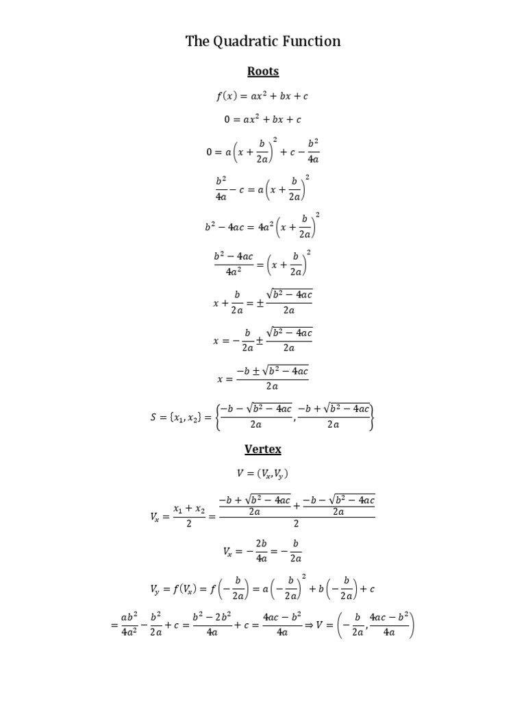 Derivation of The Quadratic Formula | PDF
