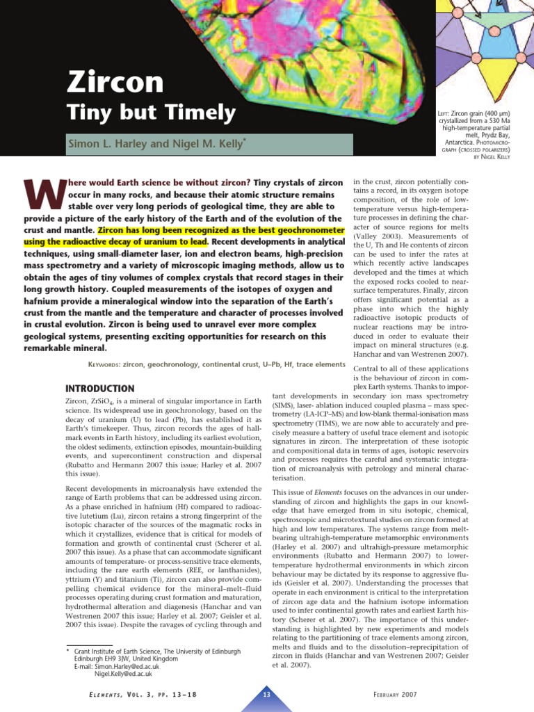 Revista - Elements Magazine - Zircon | PDF | Radioactive Decay | Magma