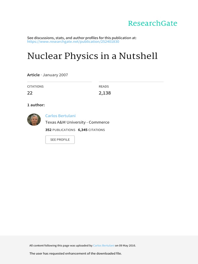 Nuclear Physics in A Nutshell | PDF | Nuclear Reaction | Nuclear Physics