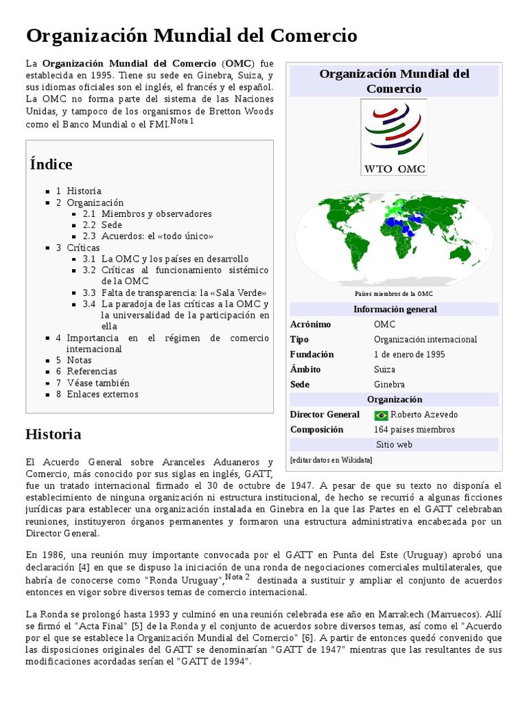 Organización_Mundial_del_Comercio - OMC.pdf | Organización de Comercio ...