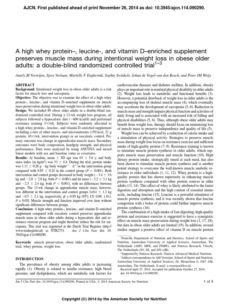 2015 Ajcn | PDF | Leucine | Body Mass Index