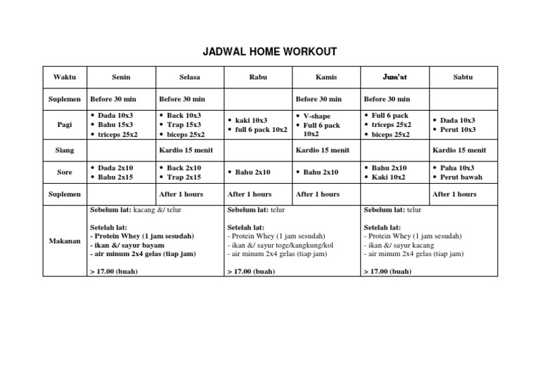 Jadwal Fitness Seminggu | PDF