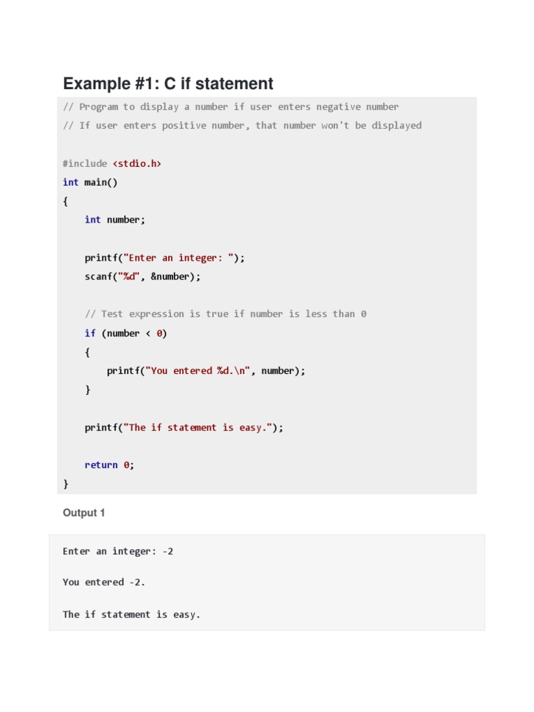 Example #1: C If Statement | PDF