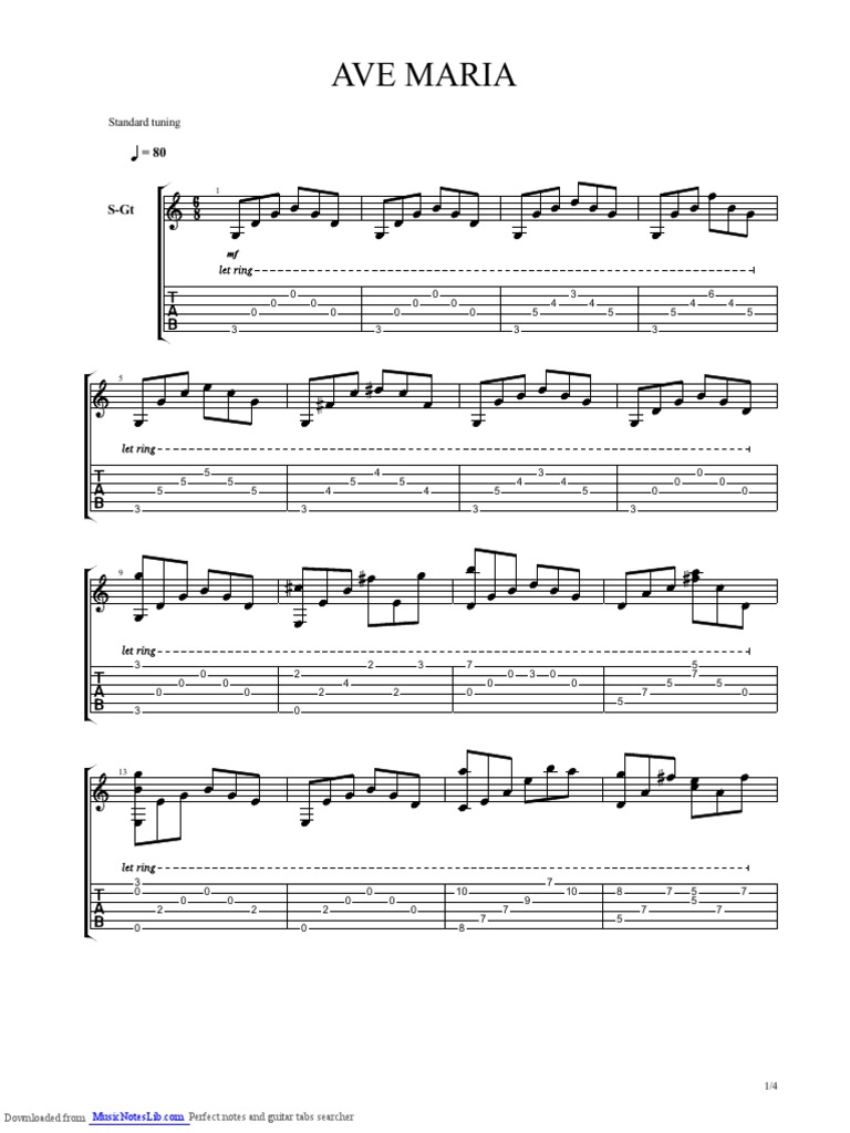 Michael Lucarelli-Ave Maria PDF | PDF | Guitar Family Instruments ...