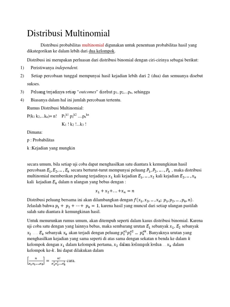 Distribusi Multinomial | PDF | Metode & Bahan Ajar