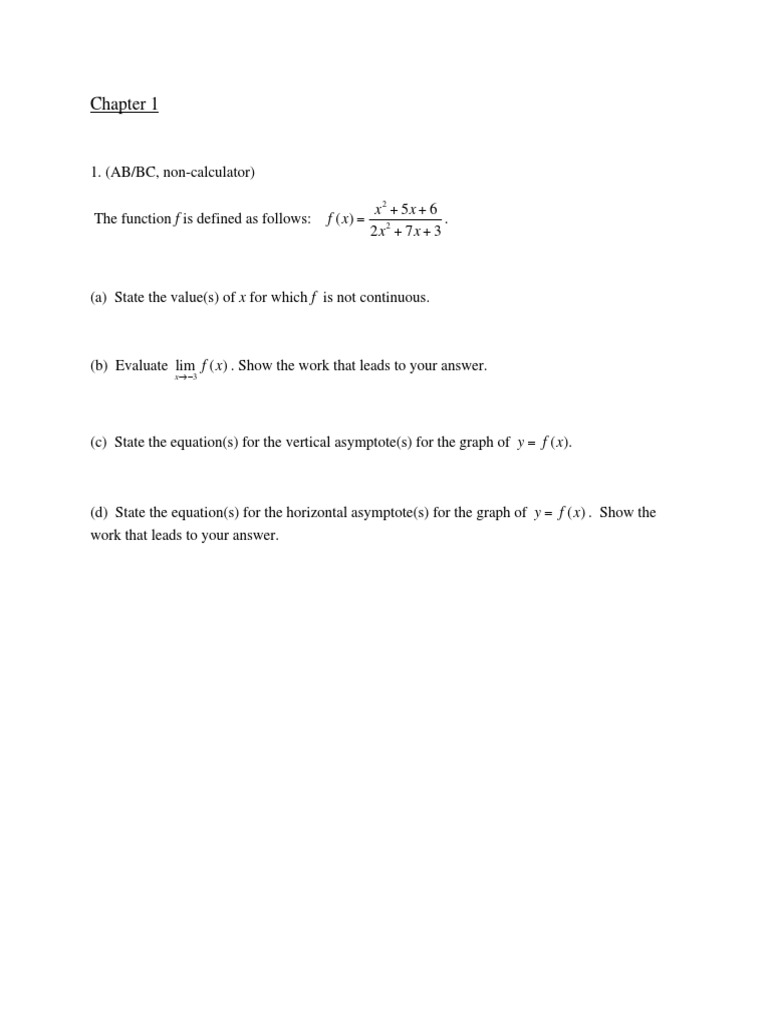 AP Calculus AB Unit 1 Review | PDF | Asymptote | Derivative