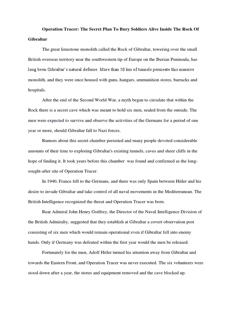 Operation Tracer - The Secret Plan To Bury Soldiers Alive Inside The ...