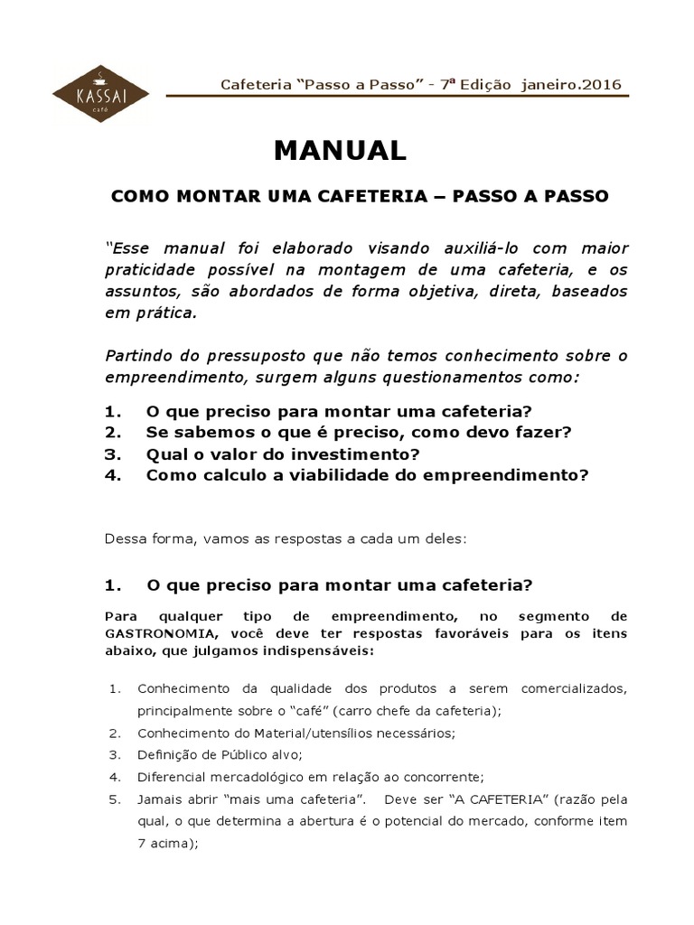 Manual Prático para Montar uma Cafeteria | PDF | Segmentação de mercado ...