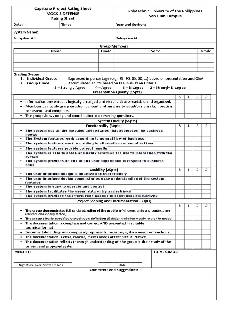Capstone Project Defense Evaluation Sheet | PDF | Usability | Use Case