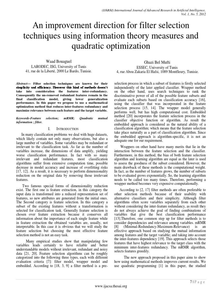MRMRKKT PDF | PDF | Mathematical Optimization | Statistical Classification