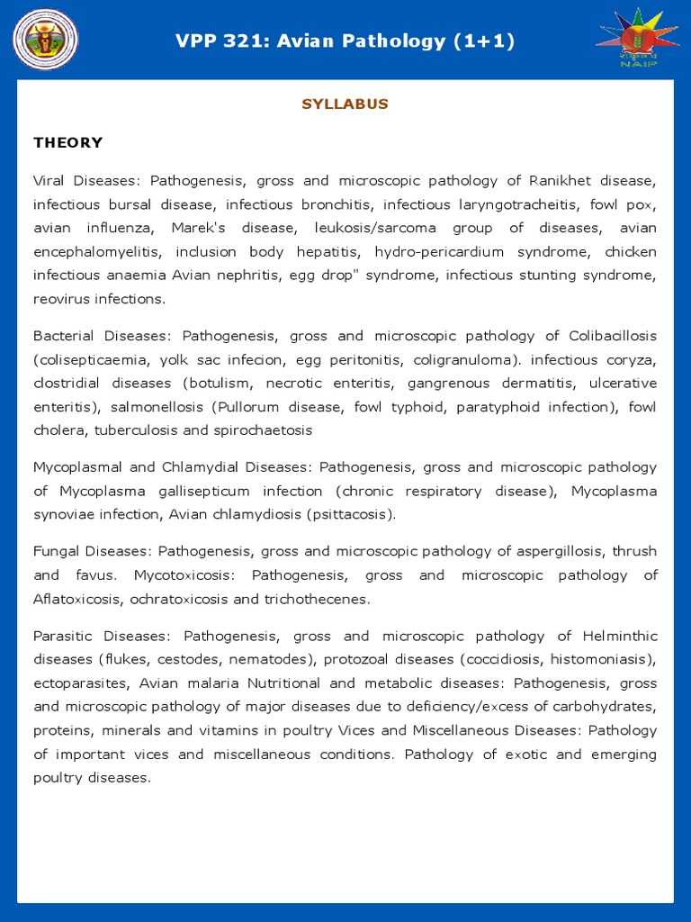 Avian Pathology Course Overview | PDF