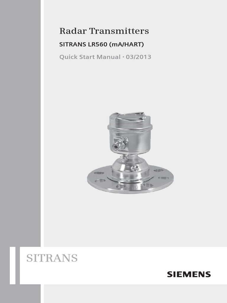 Radar Transmitters Sitrans LR560 Operating Instructions Quick Start Manual | PDF ...