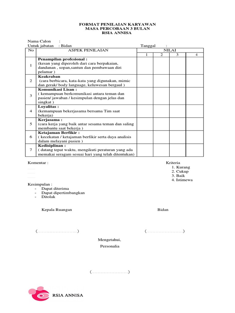 Format Penilaian Karyawan | PDF