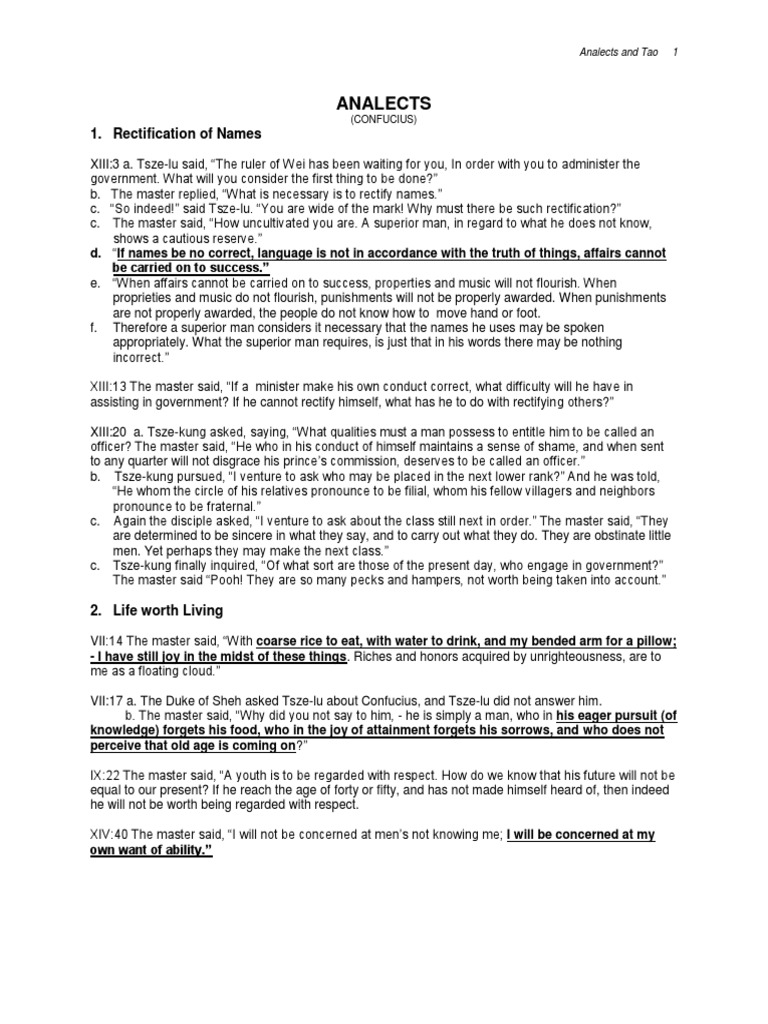 ANALECTS | PDF | Analects | Confucianism