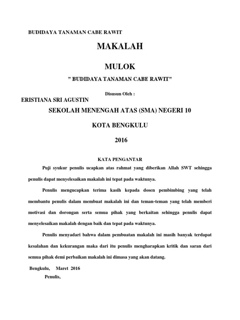 Proposal Tanaman Cabe Siti Rismaya | PDF