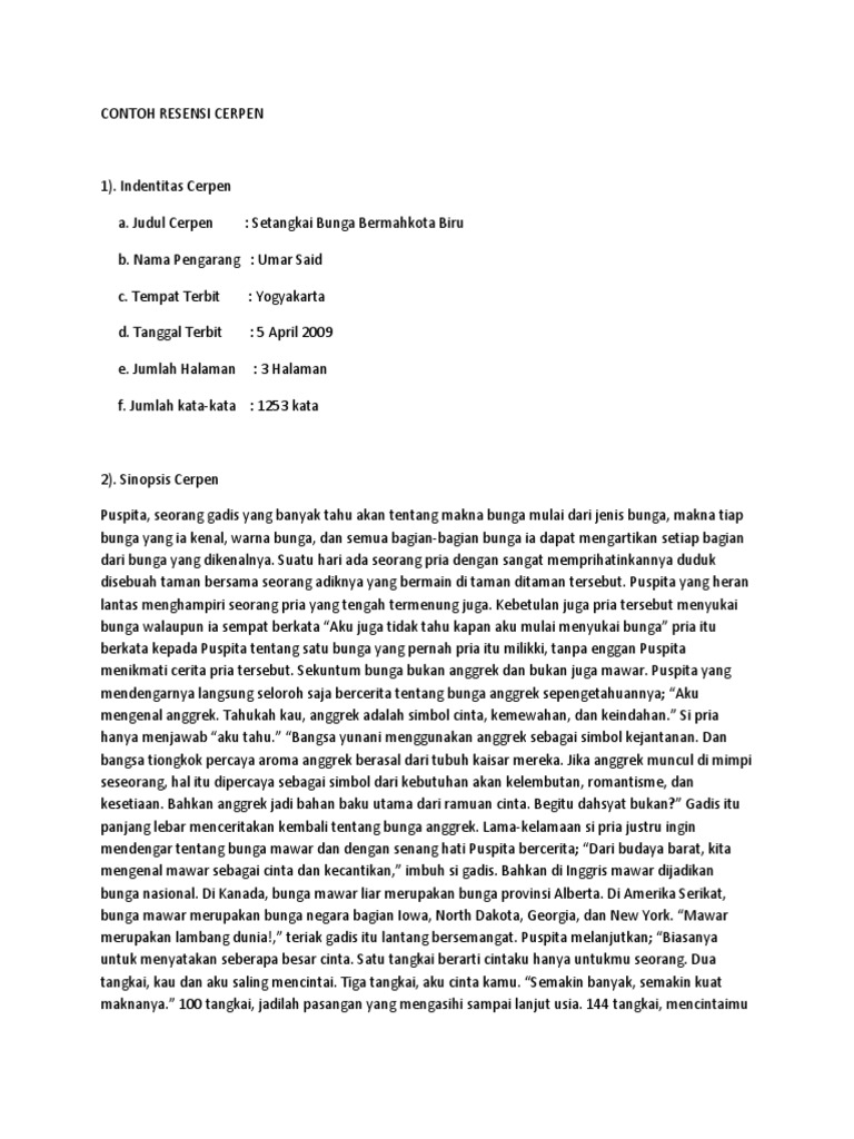 Contoh Resensi Cerpen | PDF