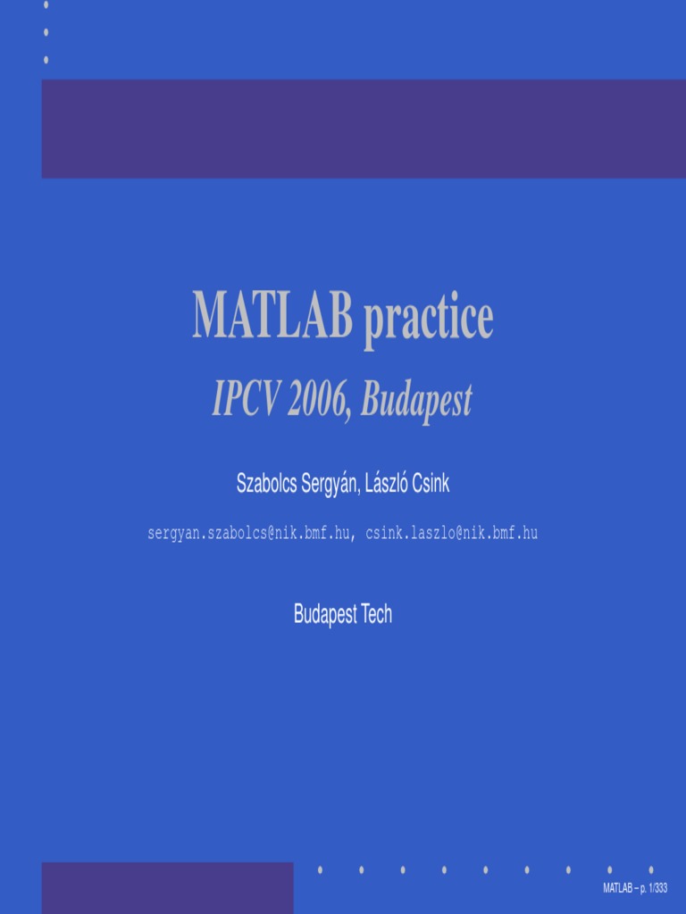 MATLAB Practice PDF | PDF | Array Data Structure | Matrix (Mathematics)