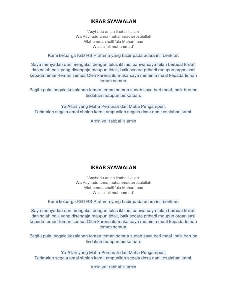 Ikrar Syawalan | PDF