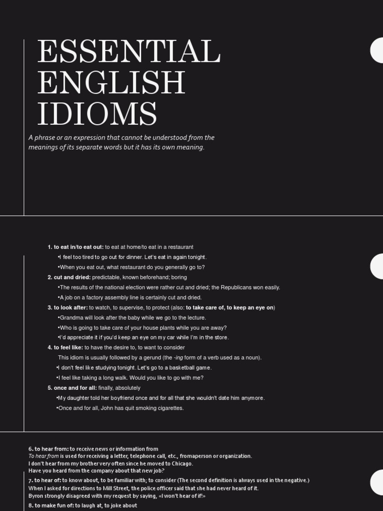 Essential English Idioms | PDF | Idiom | Languages