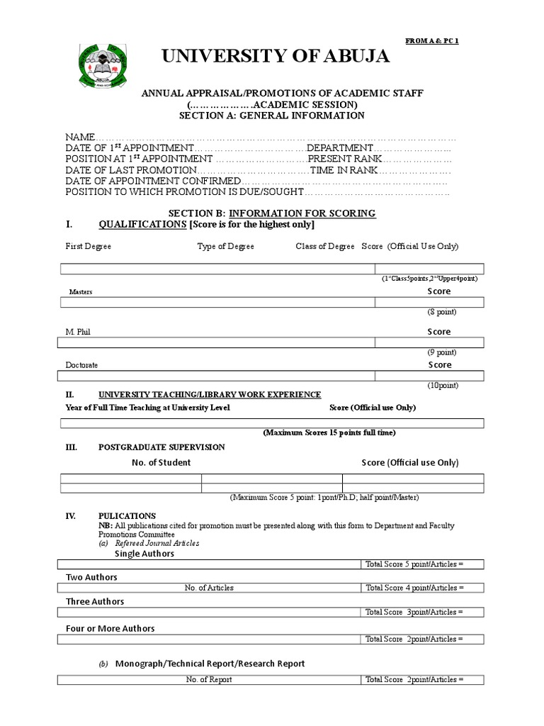 Aper Form 1) | PDF | Doctorate | Academic Degree