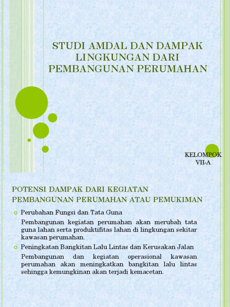 Studi Amdal Dan Dampak Lingkungan Dari Pembangunan Perumahan | PDF