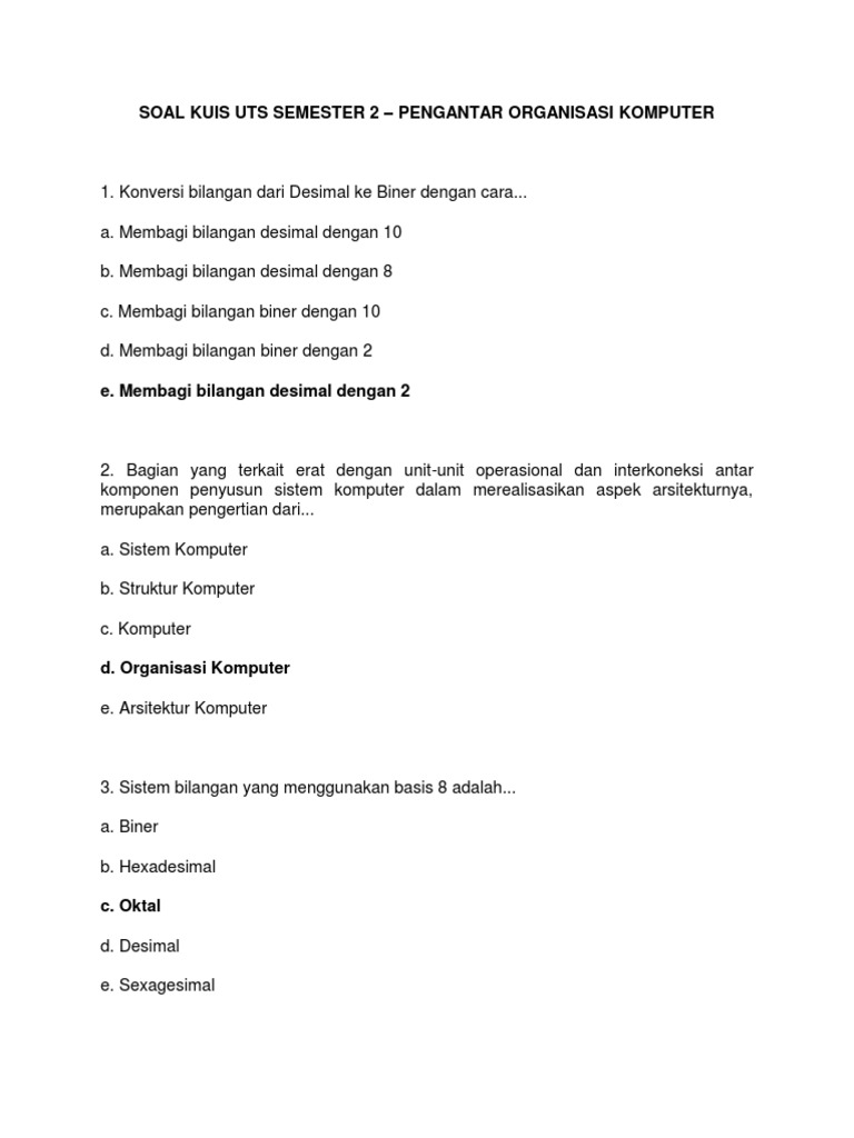 Soal Kuis Uts Semester 2 | PDF