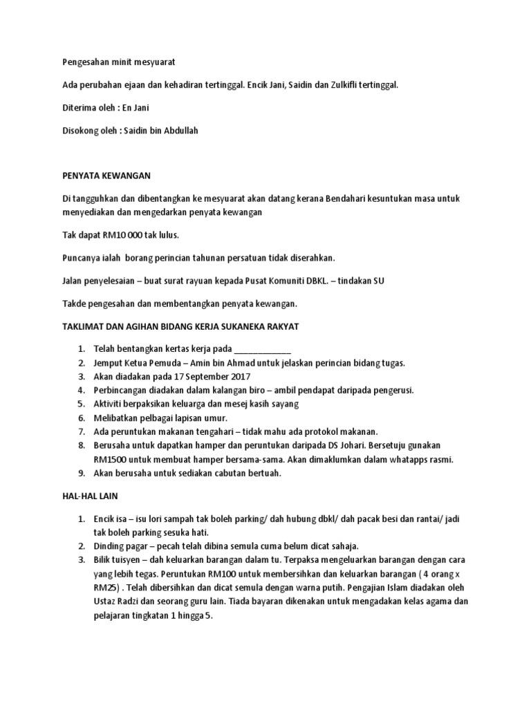 Kertas Draf Minit Mesyuarat Ke-4 | PDF