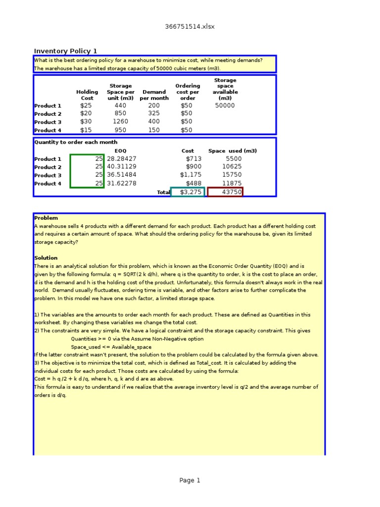 Purchasing Examples | PDF | Demand | Inventory
