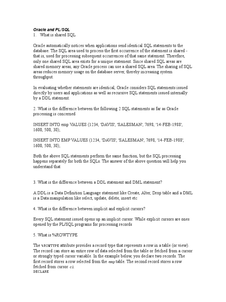 Oracle and PL | PDF | Pl/Sql | Areas Of Computer Science