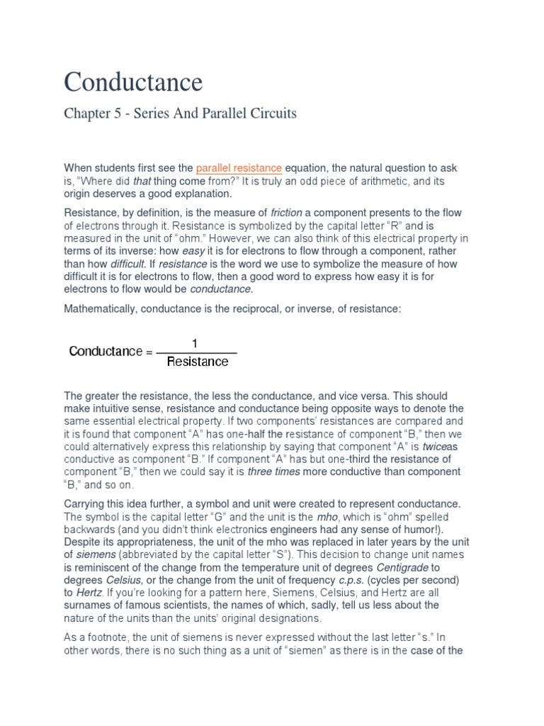 Conductance: Chapter 5 - Series and Parallel Circuits | PDF | Series ...