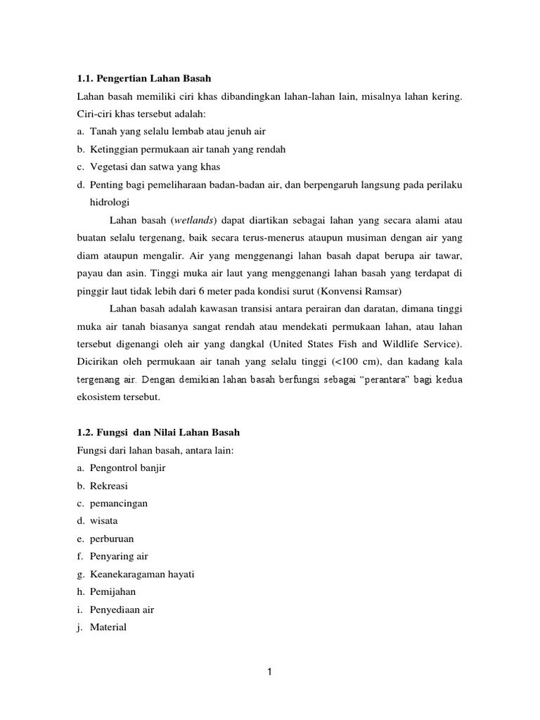 Ciri-Ciri Lahan Basah | PDF