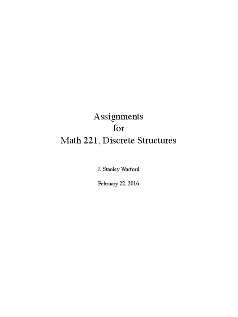 Math 221 Assignments | PDF | Discrete Mathematics | Mathematical Analysis
